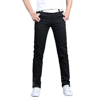 Generic Pantalons habill&eacute;s pour hommes coupe ajust&eacute;e en lin extensible pantalons dext&eacute;rieur tendance &agrave; bas ouvert pantalons d&eacute;contract&eacute;s en coton avec poches 