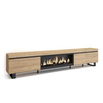 Skraut Home | TV-Schrank, Lowboard | f&uuml;r Wohnzimmer und Esszimmer | 288x57x35 cm | F&uuml;r gro&szlig;formatiges TV | Elektrokamin XXL | Industriedesign | Moderner Stil | Ei
