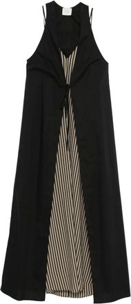 Alysi Femme, Robes, Noir, Taille: 36 FR Tailored Stripes Gilet Midi Dress
