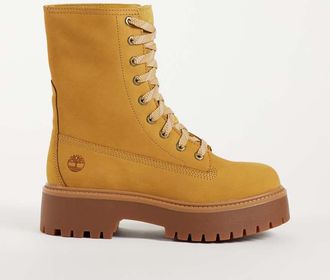 Timberland Stone Street mittelhoher Schn&uuml;rstiefel aus Weizennubuk-Braun