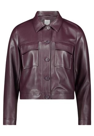 Betty & Co Damen Lederjacke Langarm 42, Dark Aubergine