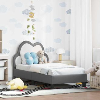 vidaXL vidaXL Cadre de lit pour tout-petit avec t&ecirc;te de lit Gris clair PU