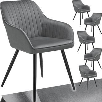 TecTake Samt Stuhl, Esszimmerstuhl mit Samtstoff, Küchenstühle modern, gemütlicher Sessel Wohnzimmer, Armlehnstuhl Esszimmer, Dining Lounge, Schminktisch Stuh