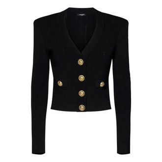 Balmain Cropped Strickjacke - - Knitwear - Damen - Schwarzk - M