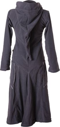vishes Alternative Bekleidung - Langer, warmer Fleece Mantel mit Zipfelkapuze grau 36