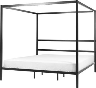 Beliani Himmelbett Metall schwarz 180 x 200 cm mit Vier Pfosten Lestards