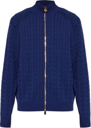 Versace Homme, Pulls, Bleu, Taille: S Cardigan &agrave; Col Montant