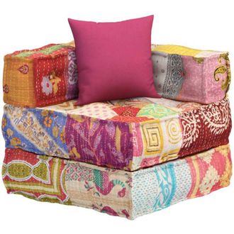 vidaXL Modularer Pouf mit Kissen Patchwork Stoff Vidaxl
