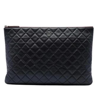 Chanel Pre-owned Pochette matelass&eacute; en cuir dagneau - Femme - Pre-owned - Noir - Taille: ONE Size