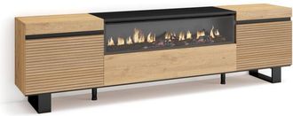 Skraut Home Skraut Home - TV-Schrank, Lowboard, f&uuml;r Wohnzimmer und Esszimmer, 200x57x35cm, F&uuml;r TV-Ger&auml;te bis zu 80, Elektrokamin., Industriedesign, Moderner