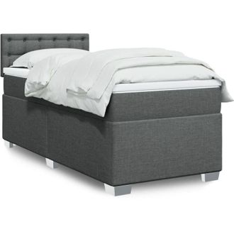 vidaXL Boxspringbett mit Matratze Dunkelgrau 100x200 cm Stoff Vidaxl