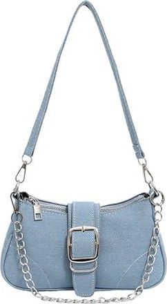 Generic Kexpery Sac Bandouli&egrave;re en Denim pour Femmes avec Cha&icirc;ne et Boucle Sac Crois&eacute; &Eacute;legant Noir pour Soir&eacute;e Mariage F&ecirc;te