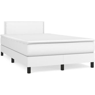 vidaXL Boxspringbett mit Matratze Wei&szlig; 120x190 cm Kunstleder Vidaxl