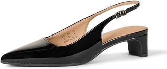 Amazon Essentials Chaussure à Talon carré avec Sangle à larrière Femme, Noir Vernis, 44.5 EU