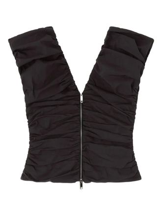 Ganni blouse zipp&eacute;e &agrave; fronces - Noir