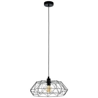 Eglo Suspension Carlton 2, suspension vintage 1 flamme, lampe suspendue r&eacute;tro en acier, couleur : noir, douille : E27