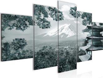 Runa Art Bilder Japan 200 x 100 cm 5 Teilig XXL Wanddekoration Design T&uuml;rkis 009151c