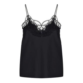 Ermanno Scervino Femme, Tops, Noir, Taille: 40 FR Top Coupe Droite Orn&eacute; de Dentelle