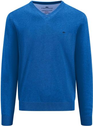 Fynch-Hatton Pullover aus Baumwolle mit V-Ausschnitt Strong Blue/L