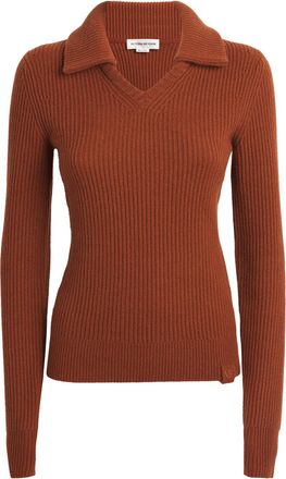 Victoria Beckham Cashmere Blend Spread-Collar Ribbed Jumper Size XS