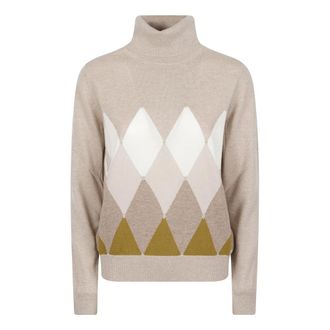 Ballantyne Klassischer Diamant-Rollkragenpullover - - Knitwear - Damen - Beige - M