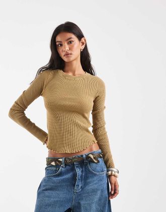 Free People Easy Does It - Top &agrave; bords ondul&eacute;s - Jaune dor&eacute;