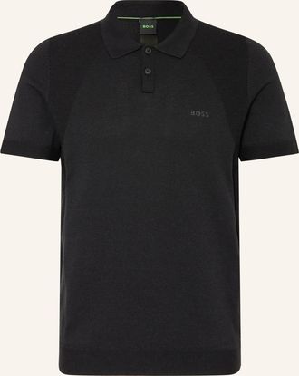 HUGO BOSS Strick-Poloshirt Momentum Lite Regular Fit schwarz