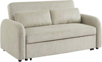 Sweeek 2-Sitzer Schlafsofa mit Cordbezug, Cord, Hellgrau