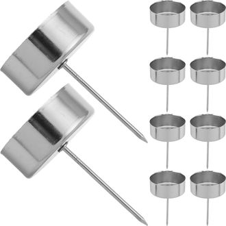 Cabilock 10er-Pack Tischkerzenhalter: Silberne Tischdekorationen aus Eisen - Kerzenhalter mit Dornspitze f&uuml;r Kr&auml;nze und Partydekorationen, 4,2 cm Durchmesser