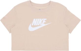 Nike Iconic Crop Tee Sanddrift/Wei&szlig; - - Sport - Damen - Beige - S