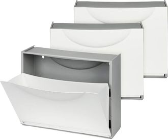 Kreher XL Schuhschrank aus Kunststoff in Weiß. Drei Schuhkipper für insgesamt ca. 9 Paar Schuhe. Erweiterbar, abwaschbar, robust, multifunktional