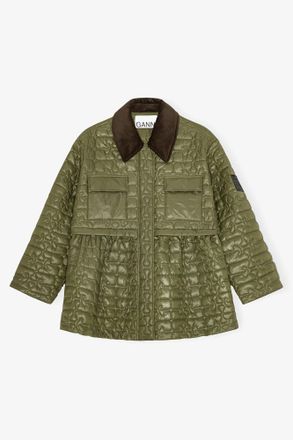 Ganni gr&uuml;n Gr&uuml;ne Midi-Steppjacke Recycelte Nylon - Gr&ouml;&szlig;e XXS/XS