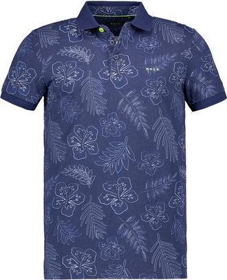 N.Z.A. Herren Polo-Shirt blau gebl&uuml;mt