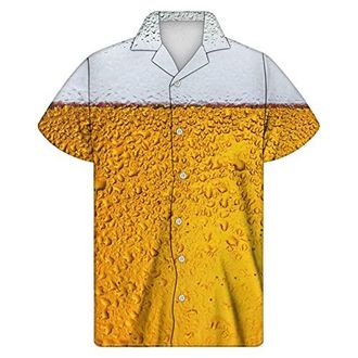 Generic Chemise &agrave; manches courtes pour homme - Chemise hawa&iuml;enne boutonn&eacute;e d&eacute;contract&eacute;e hawa&iuml;enne - Motif palmier hawa&iuml;en - Pour f&ecirc;te, croisi&egrave;re cubaine, flam