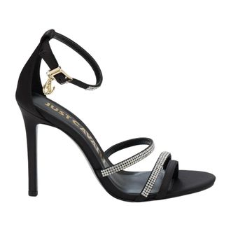 Just Cavalli Schwarze Swarovski Sandalen mit Gold-Logo - - Shoes - Damen - Schwarzk - 37 EU