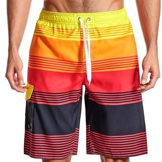 Generic Maillot de bain homme &eacute;t&eacute; d&eacute;grad&eacute; de couleur pantalon de plage ray&eacute; course &agrave; pied jogging, rouge, 42