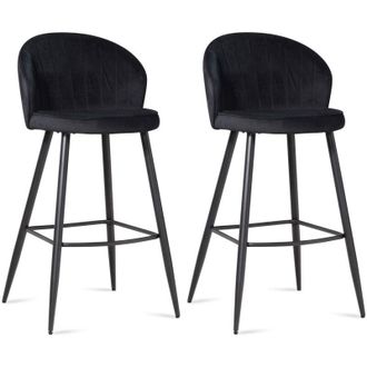 M&S Collection M&s - Lot de 2 chaises de bar 56x52,5x102,5 cm en velours noir