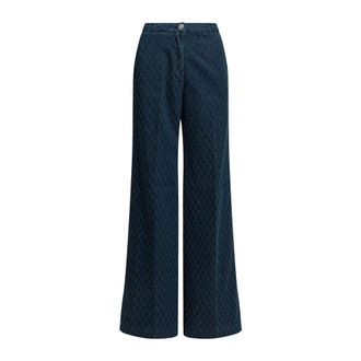 Shaft Pantalon large matelass&eacute; en jean - Femme - Jeans - Bleu - Taille: W27