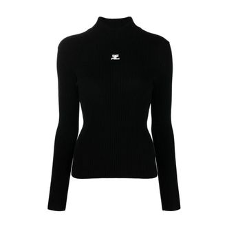Courr&egrave;ges Schwarzer Jumper Pullover - - Knitwear - Damen - Schwarzk - L