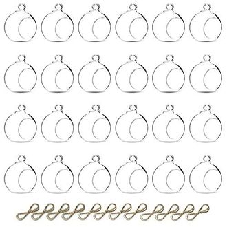 Nuptio 24 Pièces Suspendues Verre Bougeoir Globe 6cm Diamètre, Bougeoirs pour Bougies Chauffe-Plat Mariage Noël Halloween Cadeaux Bricolage À Maison, Ornemen