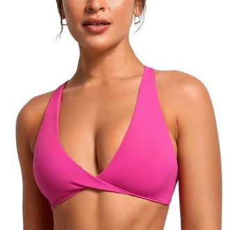 Generic Maillot de bain femme enceinte Butterluxe Front Sports Bra Col V Deep Crop Top Strappy Back Bra avec t&eacute;tons Maillot de bain avec bonnets pour femme, R