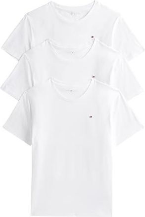 Tommy Hilfiger T-Shirts Manches Courtes Lot de 3 Homme Stretch Col Ras-du-Cou, Multicolore (Black/White/Grey Heather), S