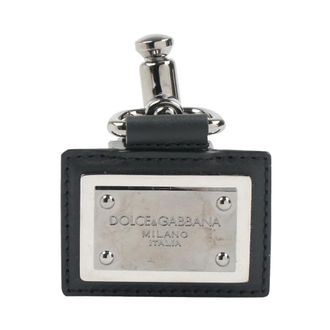 Dolce & Gabbana Homme, Accessoires, Noir, Taille: ONE Size Leather Keyring with Logo Plate