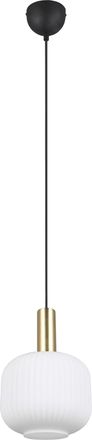 Trio Leuchten Pendelleuchte Diva 319800108, Metall Messing/Schwarz matt, Glas Weiß, exkl. 1x E27