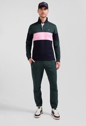 Eden Park Maillot Manches Longues Colorblock Vert En Coton Broderie Dos Coupe Regular