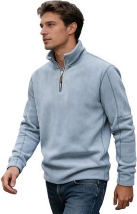 Generic Pull &agrave; manches longues pour homme - Automne et hiver - Col montant - D&eacute;contract&eacute; - Tendance - Col en V, bleu clair, M