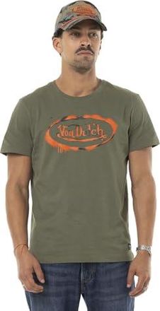 Von Dutch Tee Shirt Homme 100% Coton, T-Shirt Homme Graph, Col Rond & Regular Fit, Kaki Taille M