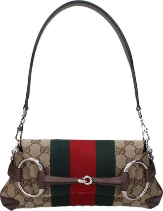 Gucci Horsebit Chain Sacs &agrave; bandouli&egrave;re pour femme Tissu Beige/Marron