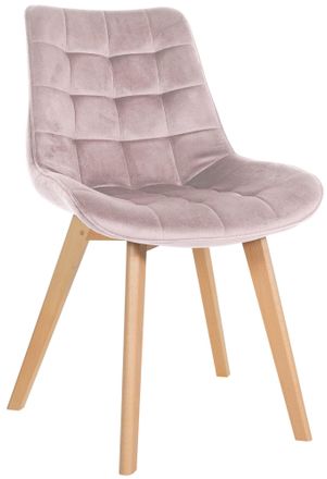 Clp Stuhl Brook I Esszimmerstuhl Mit Steppmuster Auf Samt Bezug I Vierfu&szlig;gestell Aus Holz, Farbe:pink