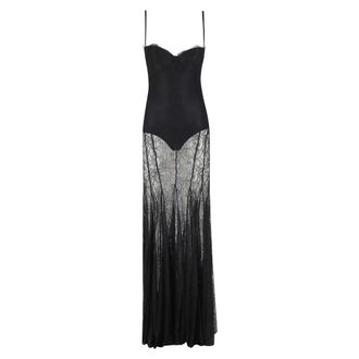 Elisabetta Franchi Femme, Robes, Noir, Taille: 38 FR Robe Maxi en Dentelle Florale